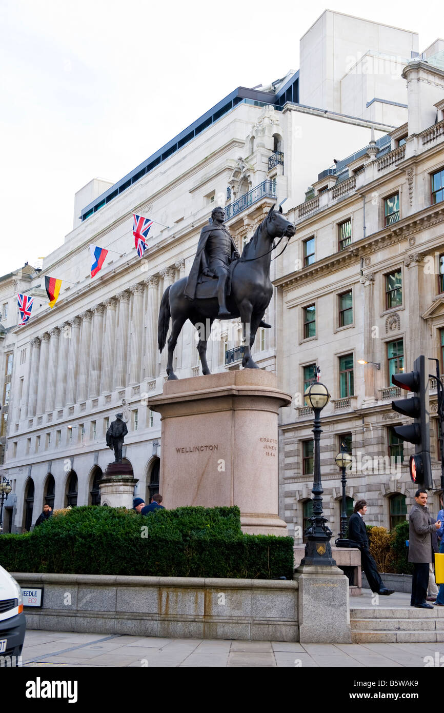 The City of London , landmark statue The Duke of Wellington erected in ...