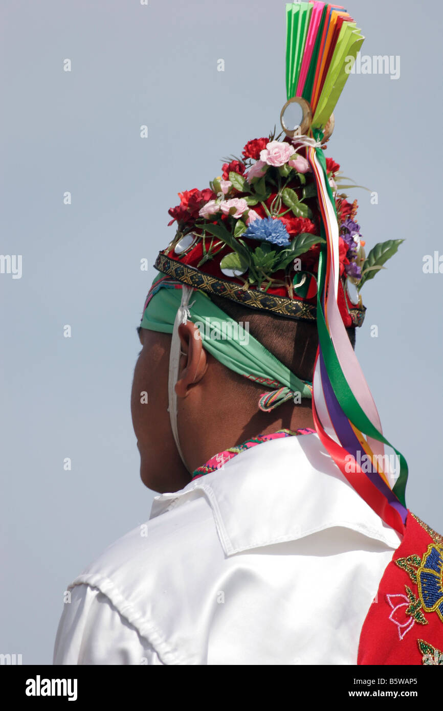 Native american man prepares to perform the mayan "flying man sundance ...