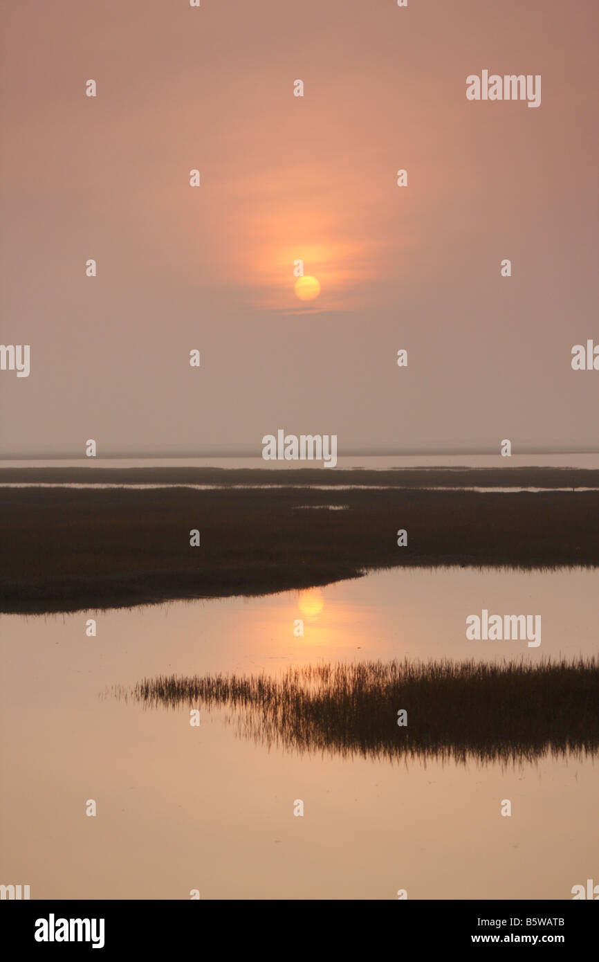 Sunset viewed from Kidwelly Quay, where the River Gwendraeth flows into ...