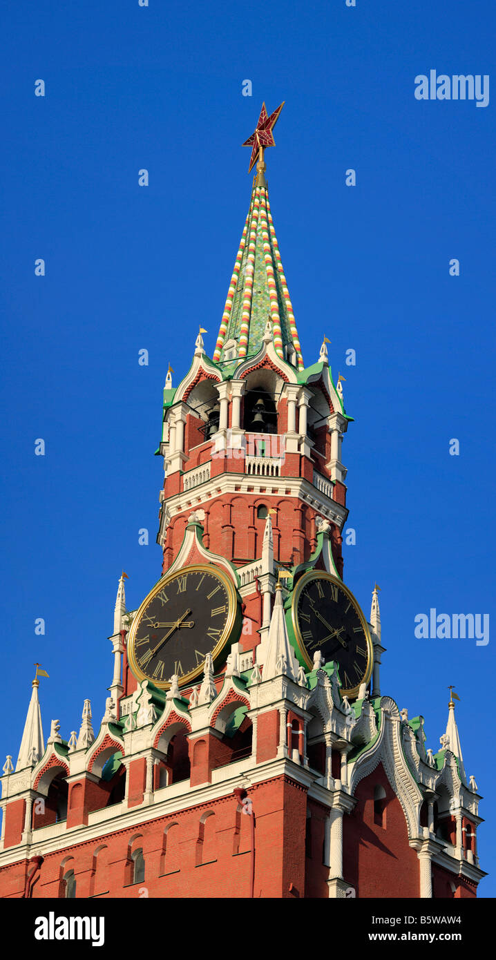 Red brick Spasskaya tower of Moscow Kremlin, City architecture, Red ...