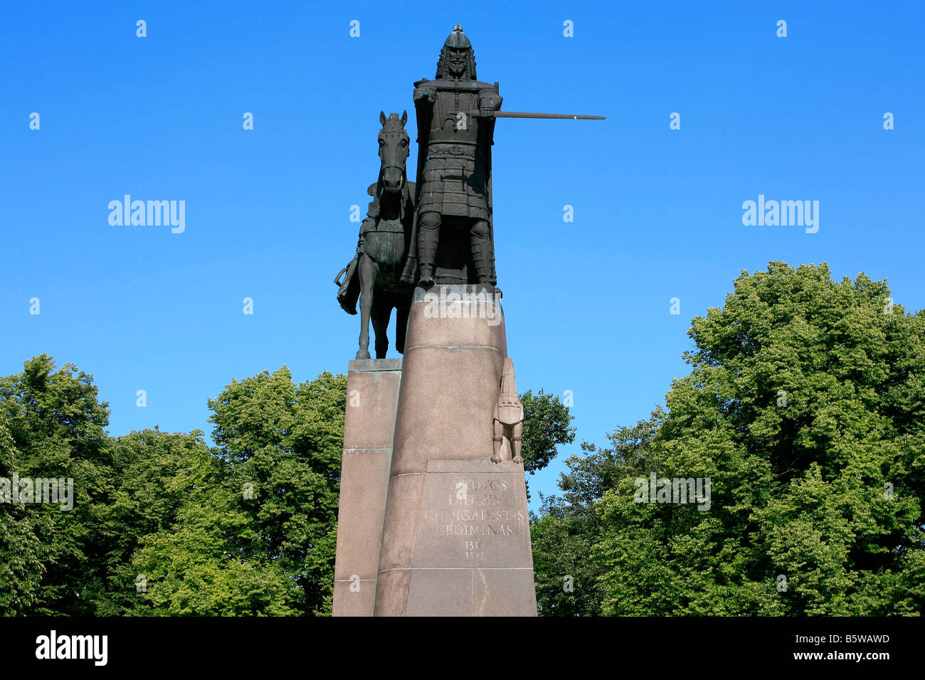 Statue of the Grand Duke Gediminas, founder of Lithuania in Vilnius ...