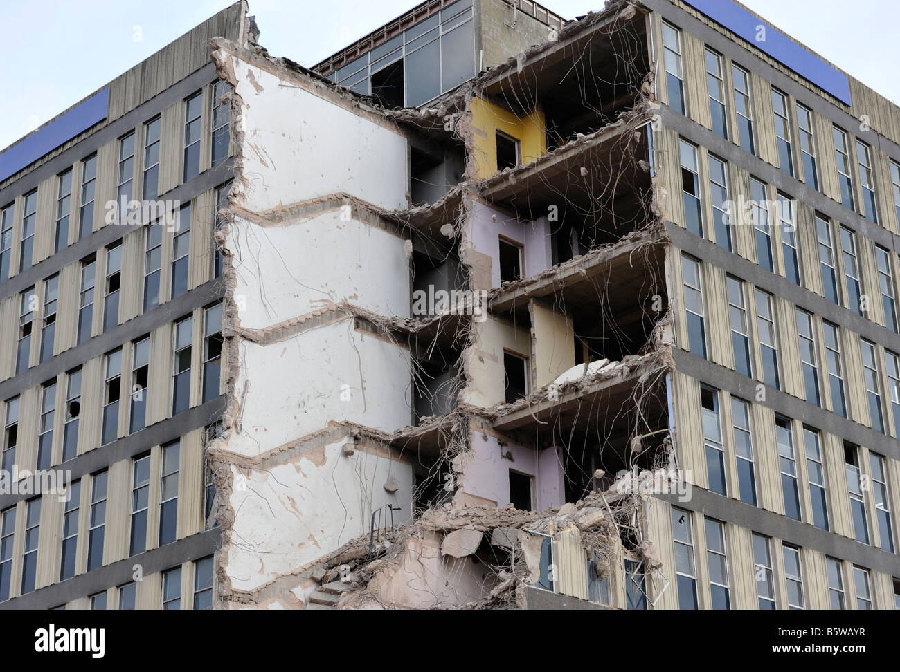 A partly demolished tower block in Birmingham West Midlands England UK ...