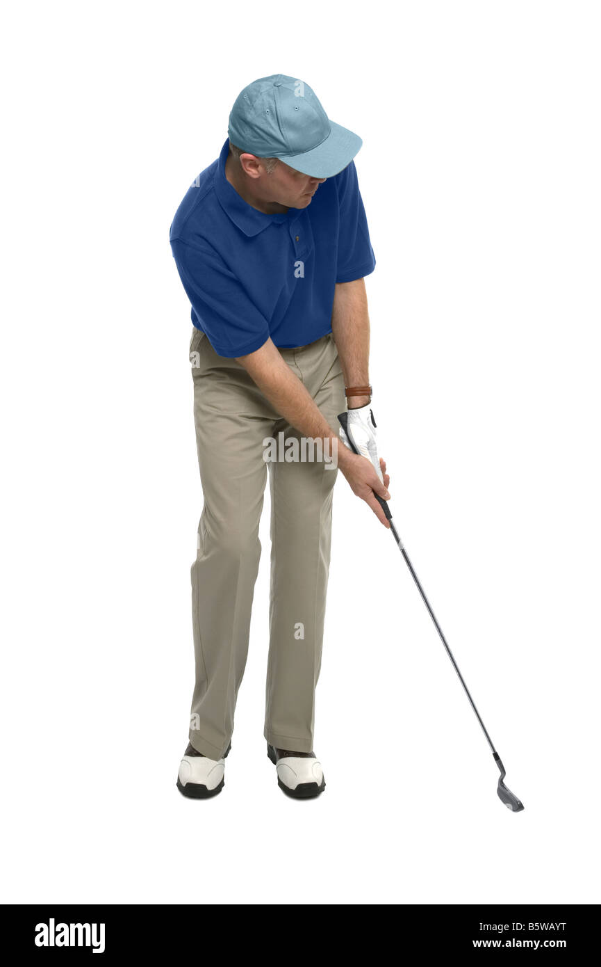 Golfer putting isolated on a white background Stock Photo - Alamy