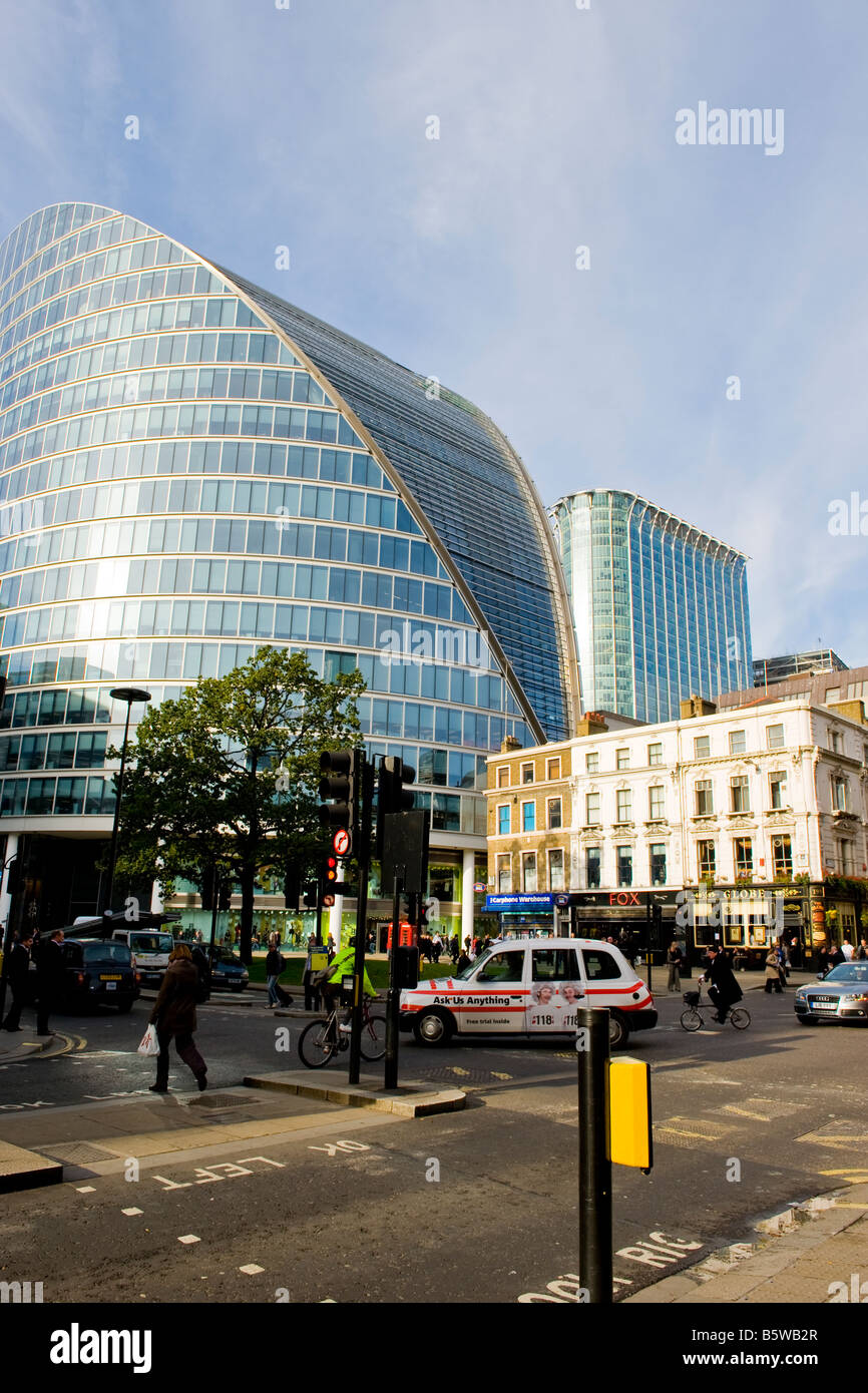 London Wall - Moorgate , typical street scene where modern glass high ...