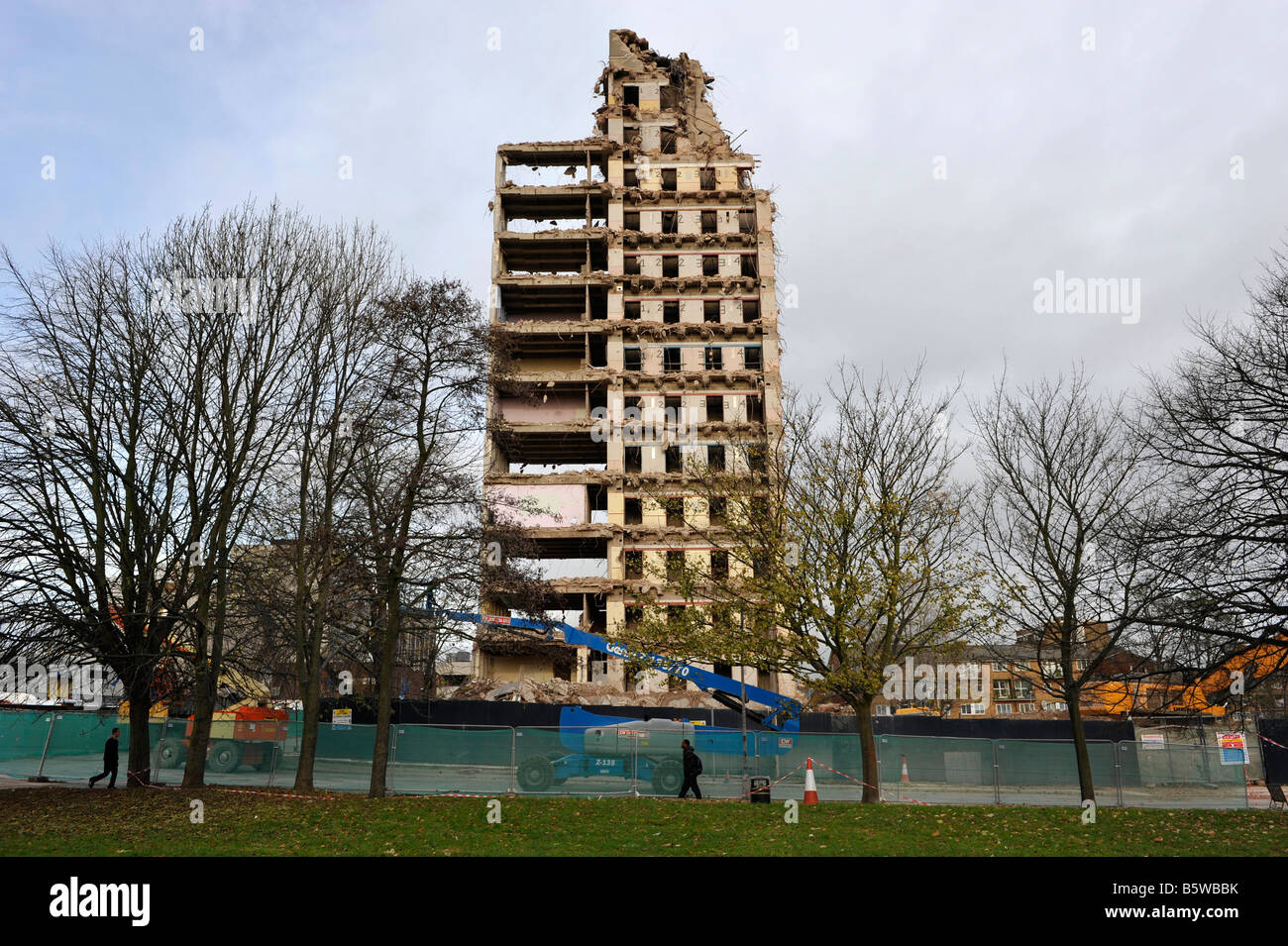 A partly demolished tower block in Birmingham West Midlands England UK ...