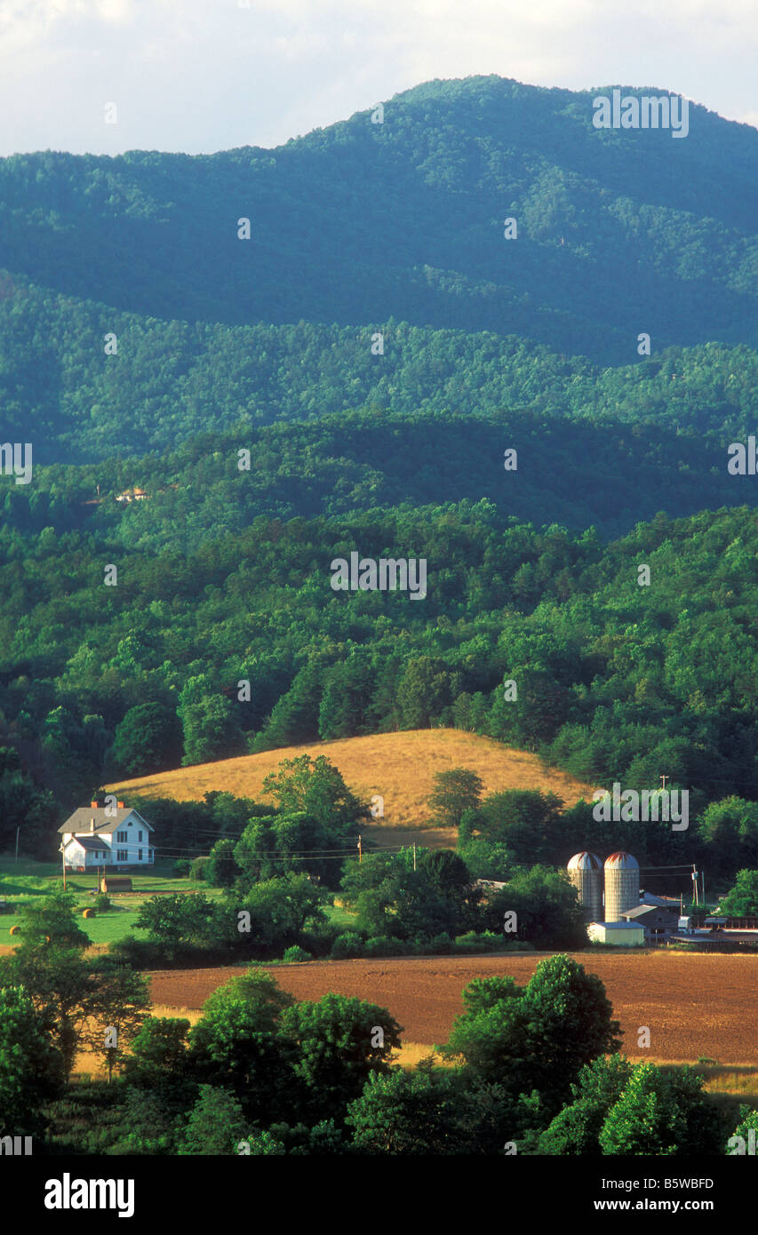 View over the Tuckaseegee River Valley to The Great Smoky Mountains ...