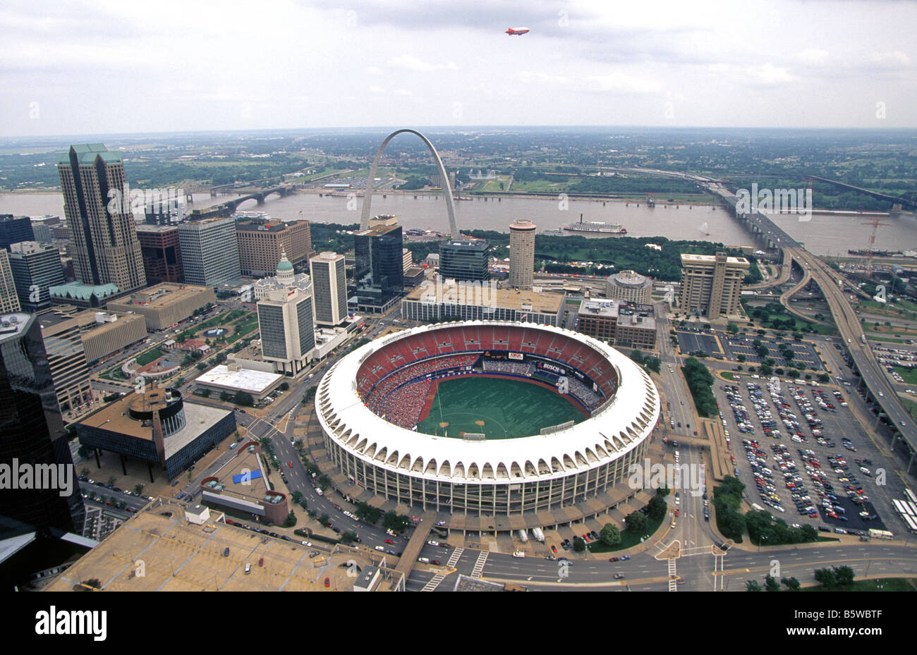 An aerial of the Busch Stadium, home to the St. Louis Cardinals ...