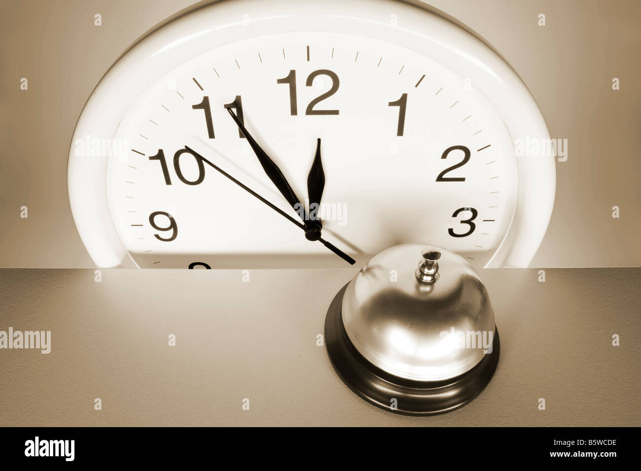 Wall Clock and Call Bell Stock Photo - Alamy