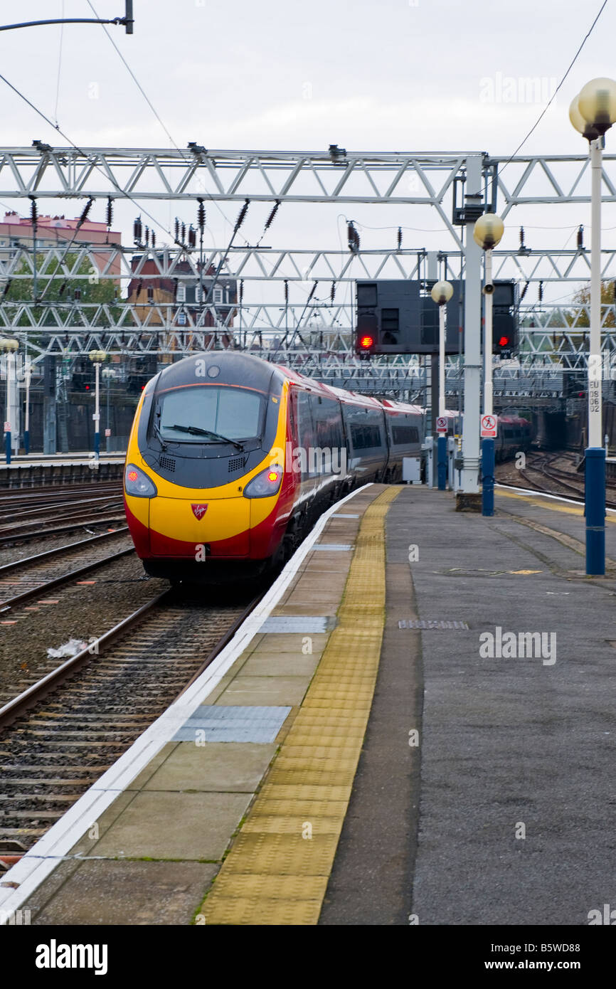 London , Euston Railways Station , Virgin Rail railway train engine ...