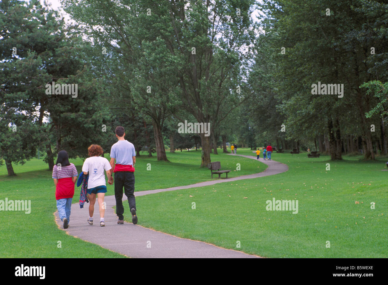 Young People walking along Meandering Winding Path, Foreshore Park ...