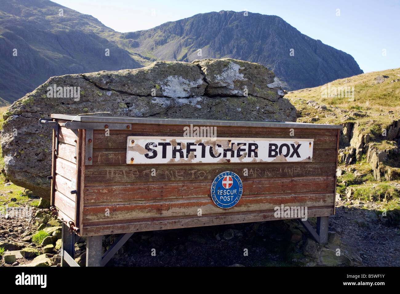 First Aid Stretcher Box Mountain Rescue Summit of Styhead Pass Stock ...