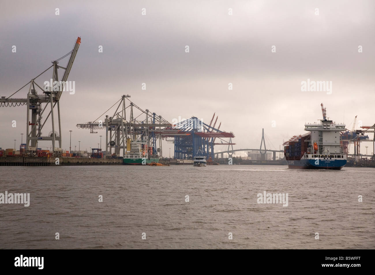 The Port of Hamburg, Germany. The international container port is one ...