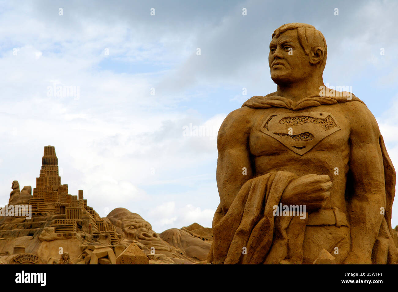 superman sand sculptures Stock Photo - Alamy