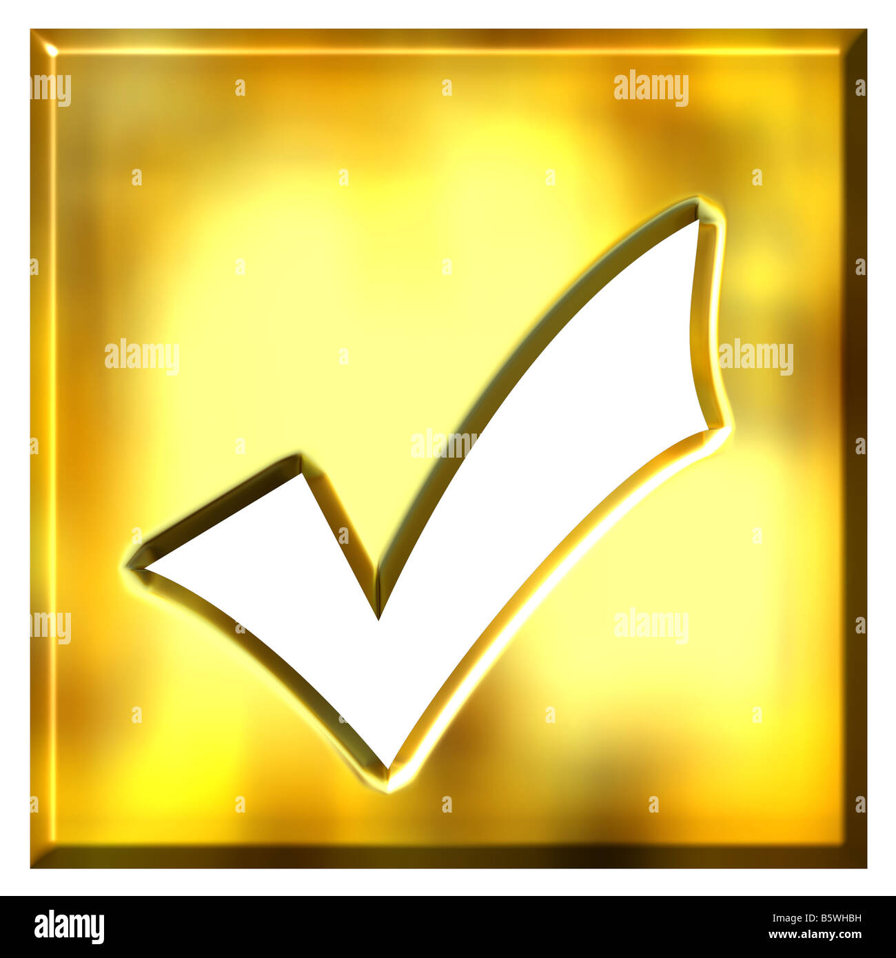 3d golden framed tick Stock Photo - Alamy