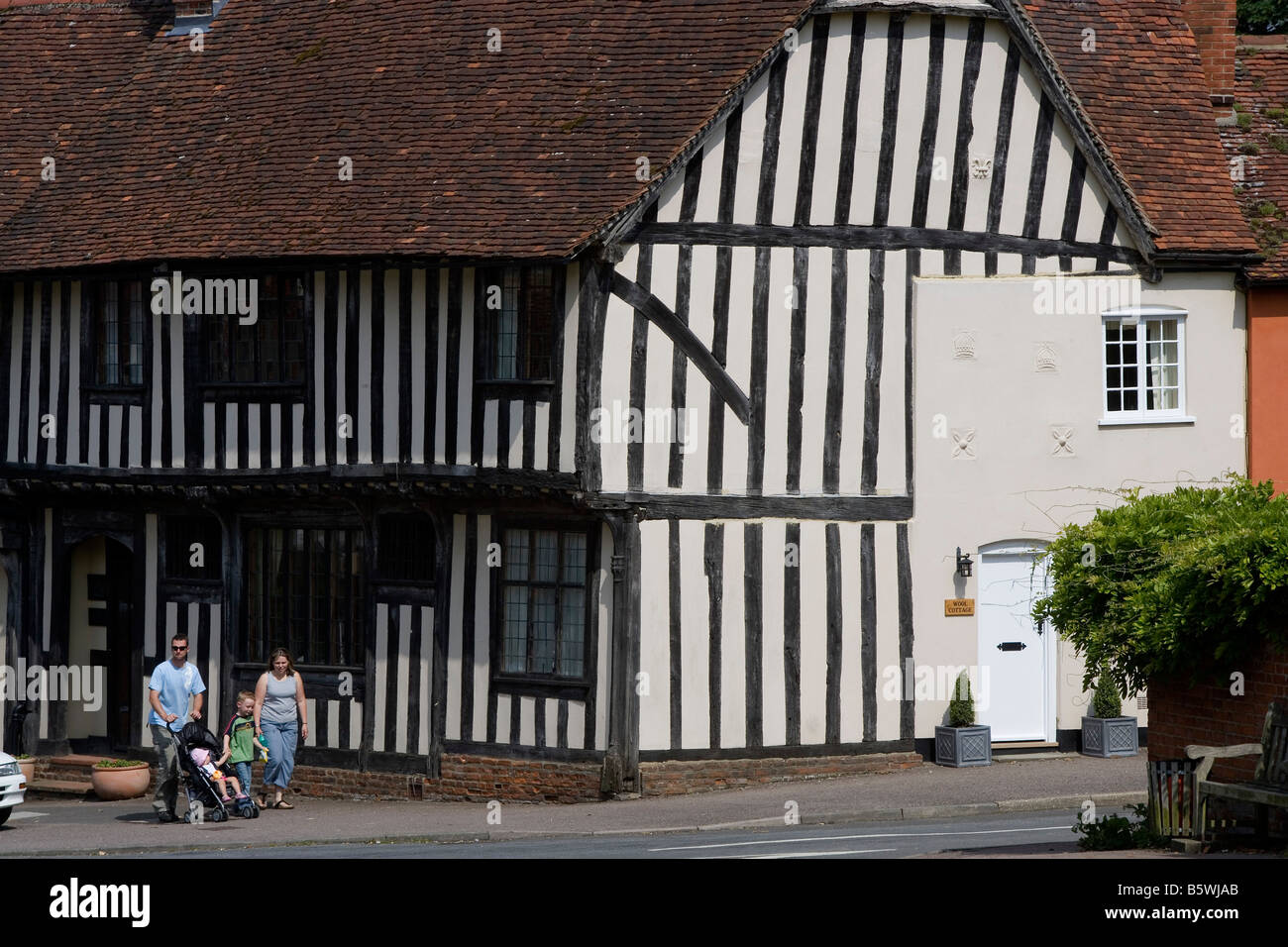Lavenham Town center Half timbered buildings Typical houses Suffolk UK ...