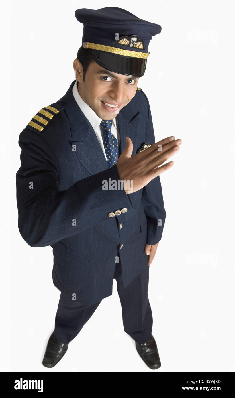 Portrait of a pilot smiling Stock Photo - Alamy