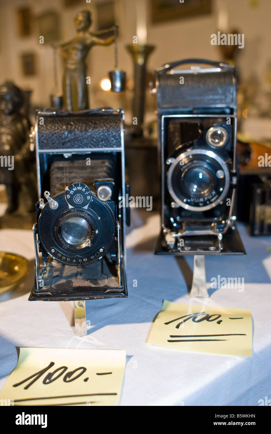 And old Betar camera and an old Welta camera at an antiques fair Stock ...