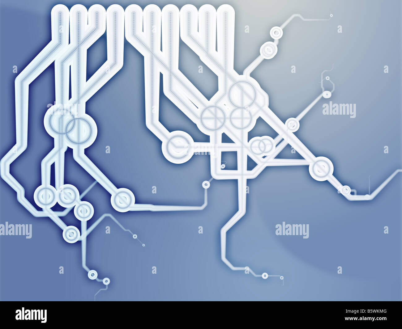 Abstract technical schematic diagram illustration with circuitry and ...