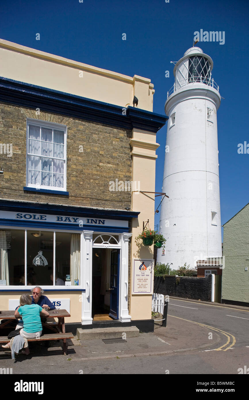 Southwold Lighthouse Typical houses Suffolk Stock Photo - Alamy