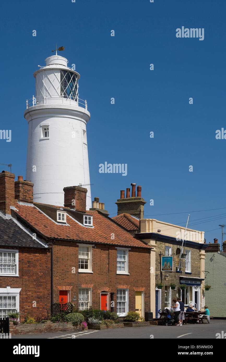 Southwold Lighthouse Typical houses Suffolk Stock Photo - Alamy