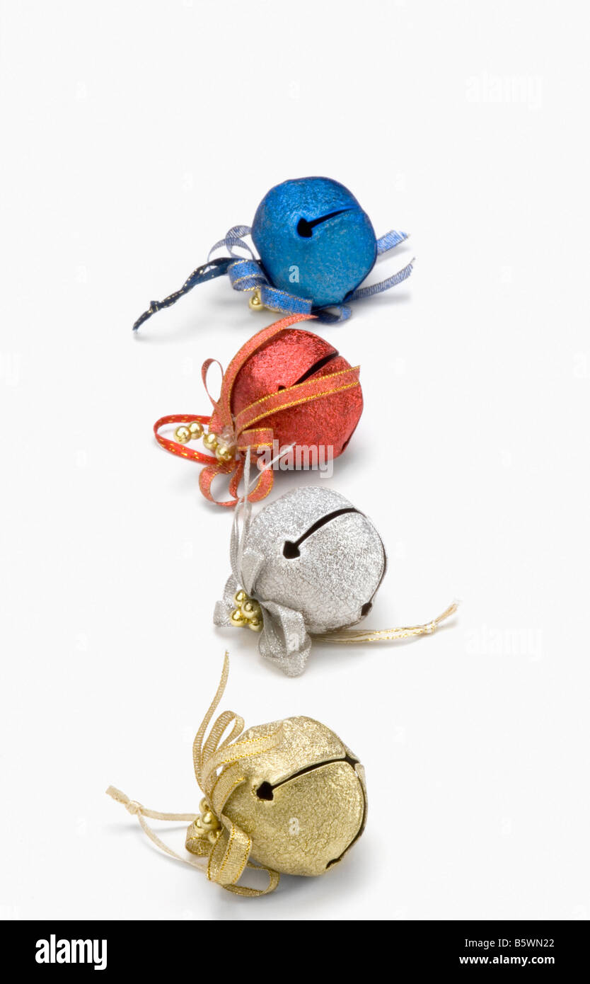Close-up of Christmas bells in a row Stock Photo - Alamy