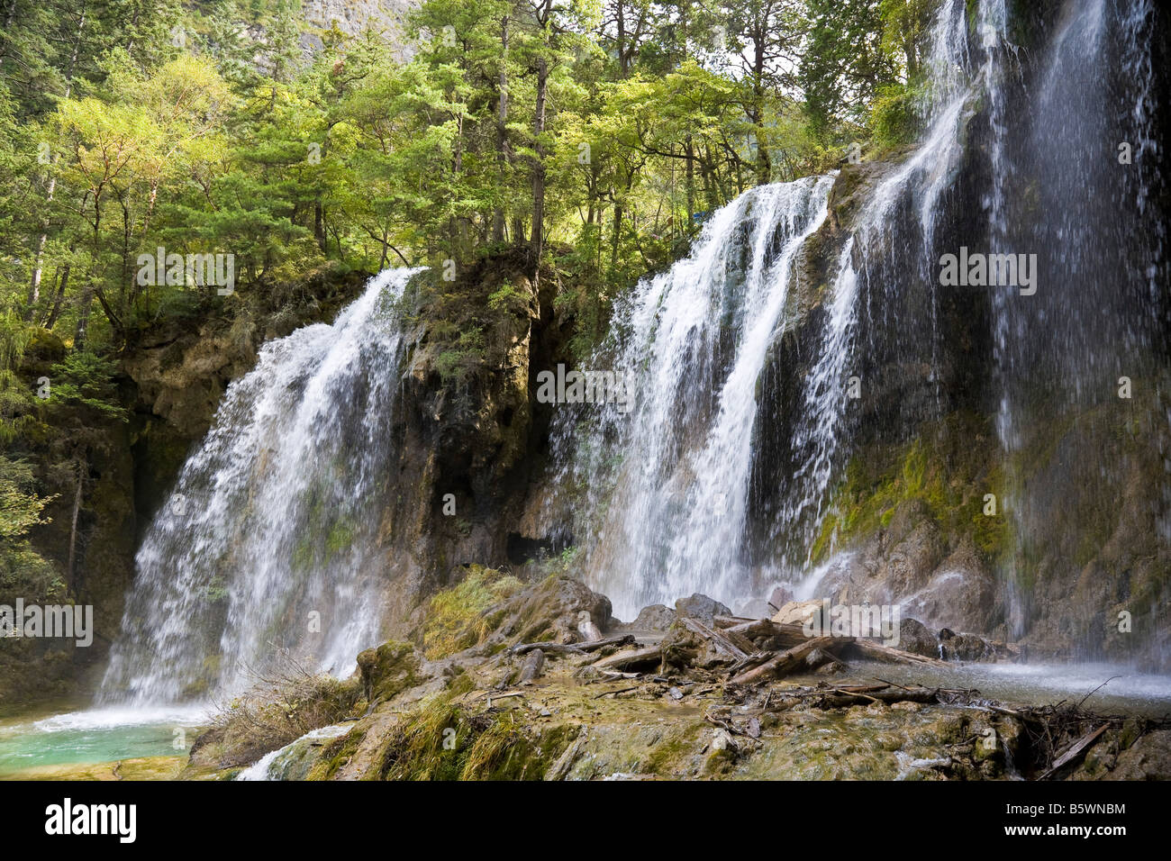 Panda Lake Waterfall in Jiuzhaigou nature reserve, Sichuan Province ...