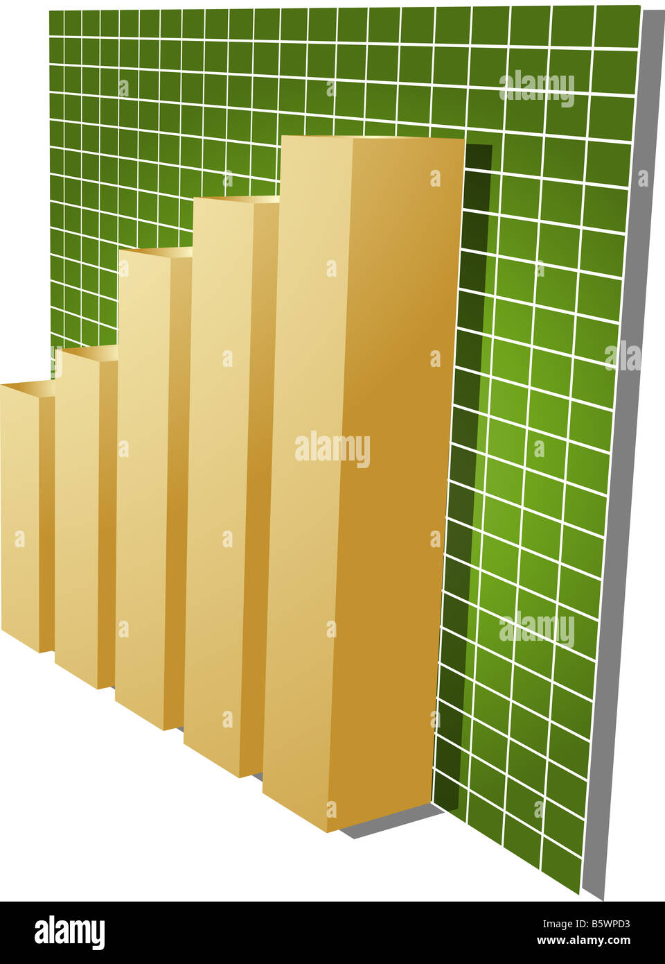 Three d barchart and upwards line graph financial diagram illustration ...