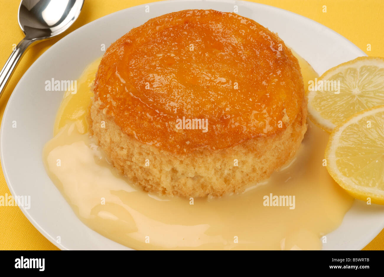 Lemon Sponge and Custard Stock Photo - Alamy