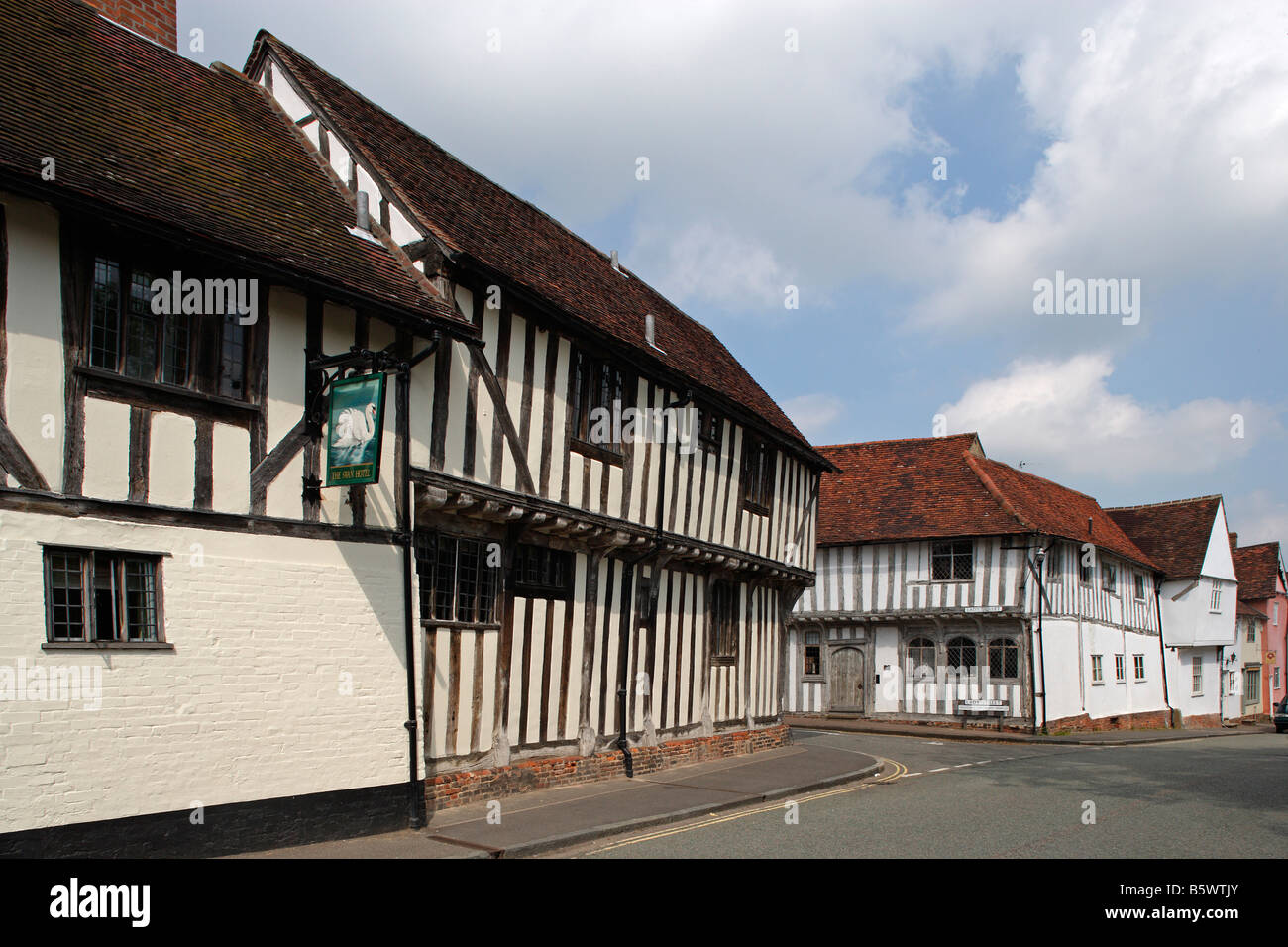 Lavenham Town center Half timbered buildings Typical houses Suffolk UK ...