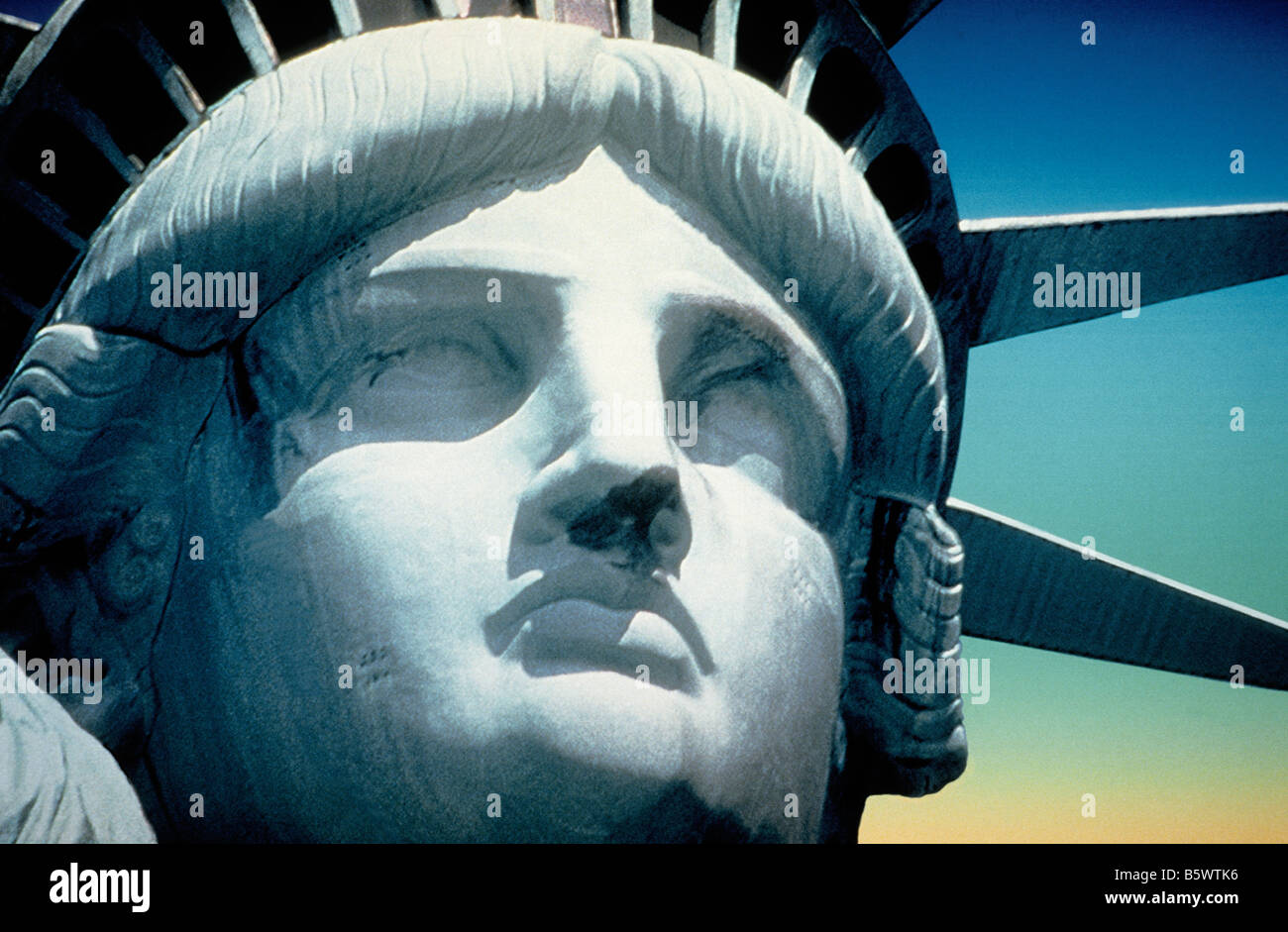 Statue of Liberty New York. Close up. Face crown head detail. Historic ...