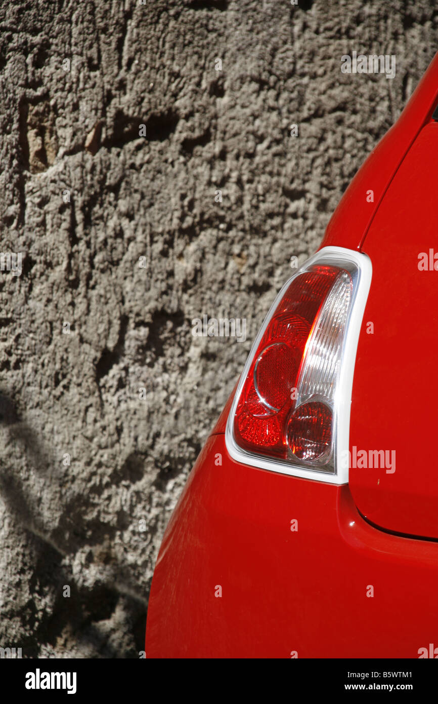 the new model red fiat 500 car in rome Stock Photo - Alamy