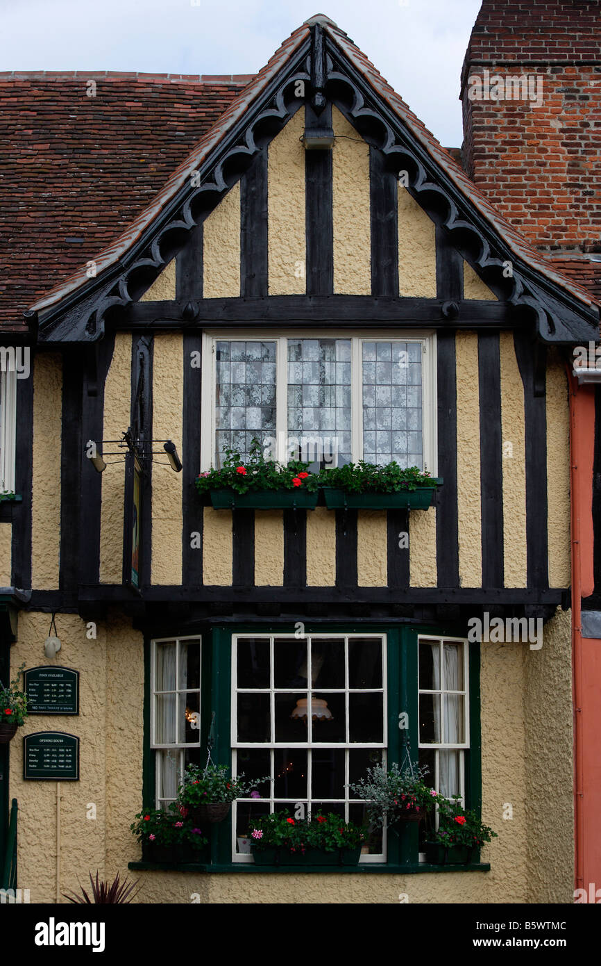 Lavenham Town center Half timbered buildings Typical houses Suffolk UK ...