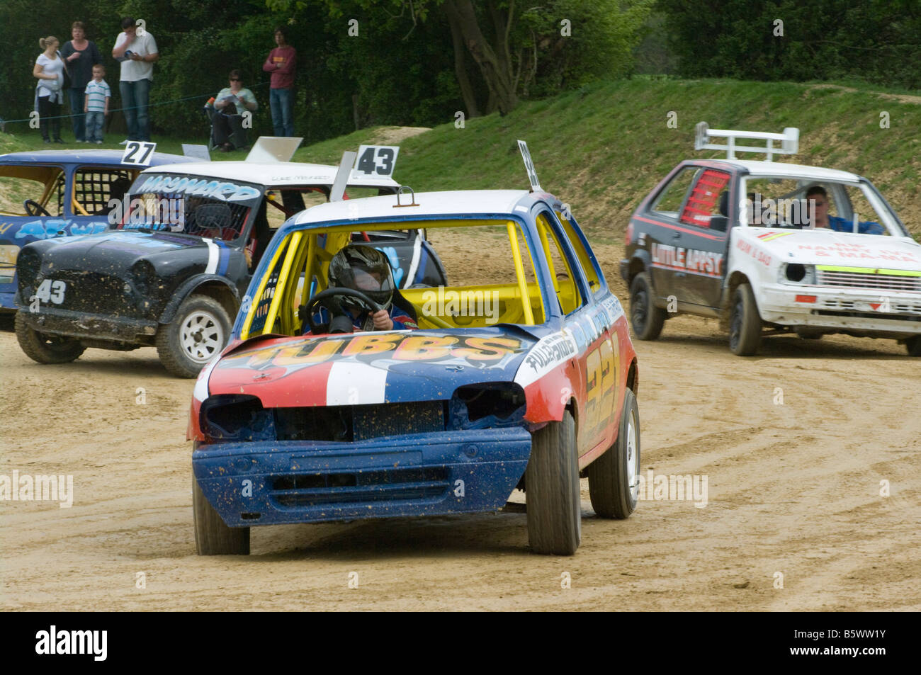 Banger Racing stock Cars Smallfield Raceway Surrey UK Stock Photo - Alamy