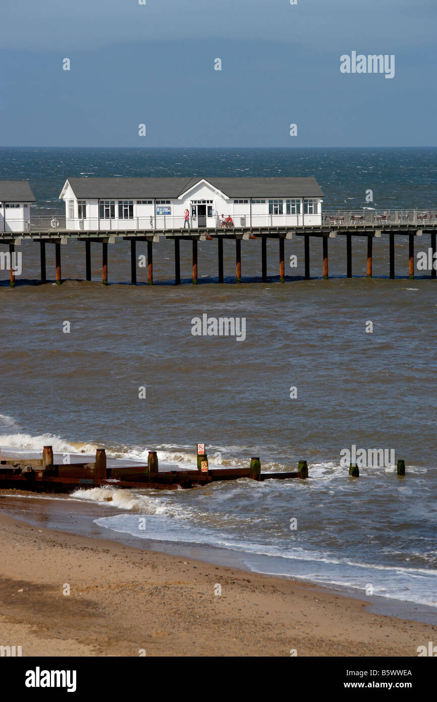 Southwold pier North Sea beach Suffolk Stock Photo - Alamy