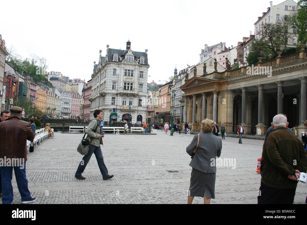 Square in Karlovy Vary Czech Mineral water resort Czech Stock Photo - Alamy
