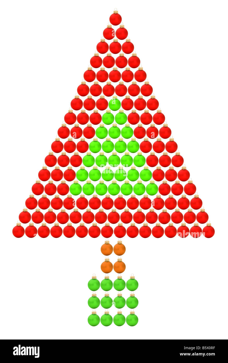Triangular Christmas tree illustration with christmas balls Stock Photo ...