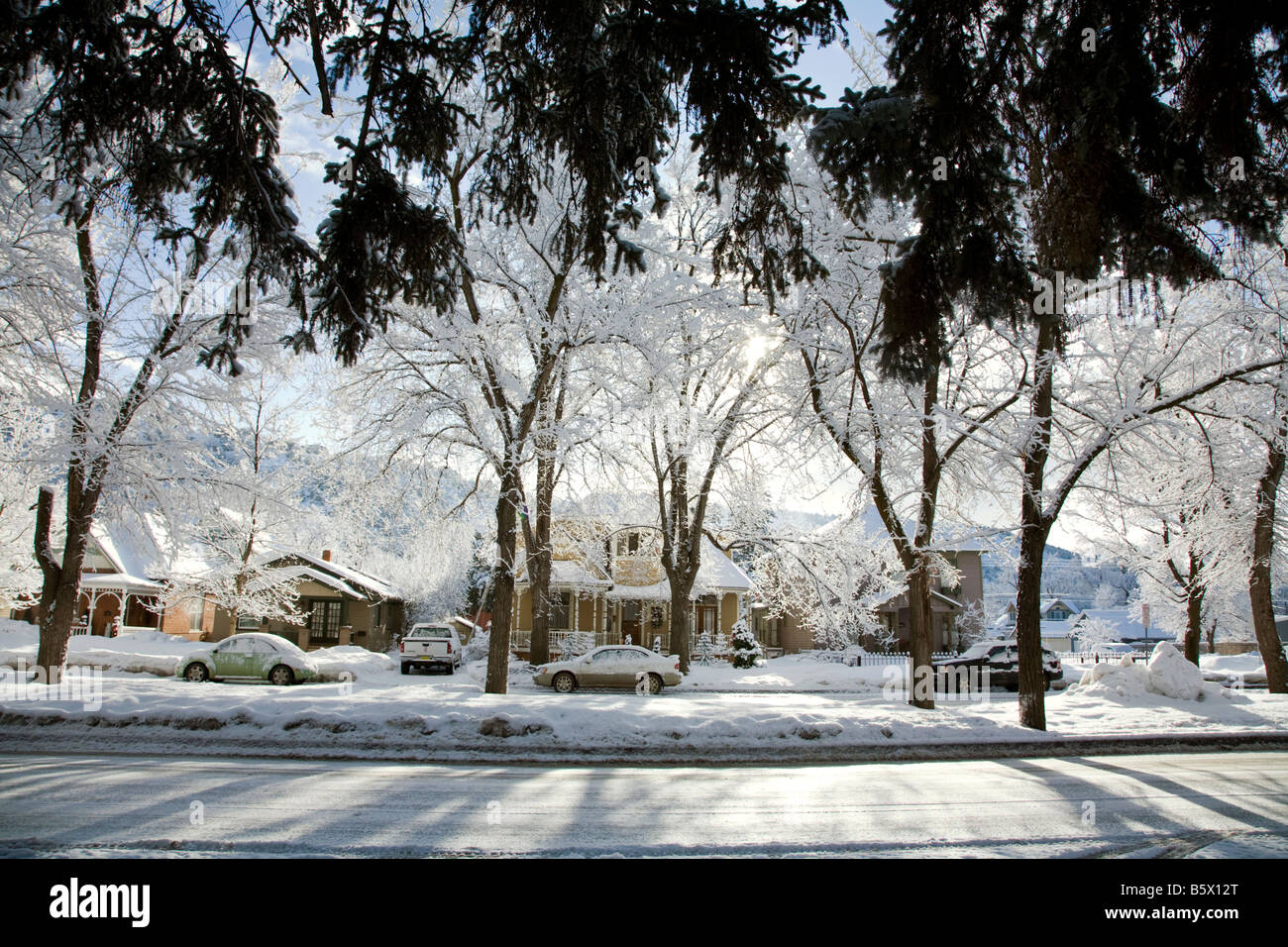 A snowy morning in Durango Colorado Stock Photo - Alamy