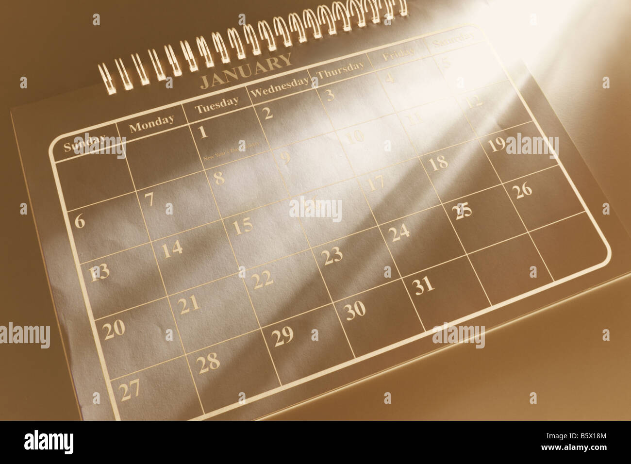 Calendar with Light Streaks Stock Photo - Alamy