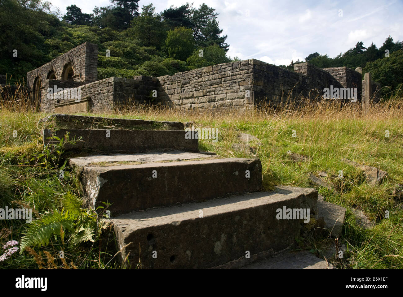 The ruins of Errwood Hall in Derbyshire, England. The hall was built in ...