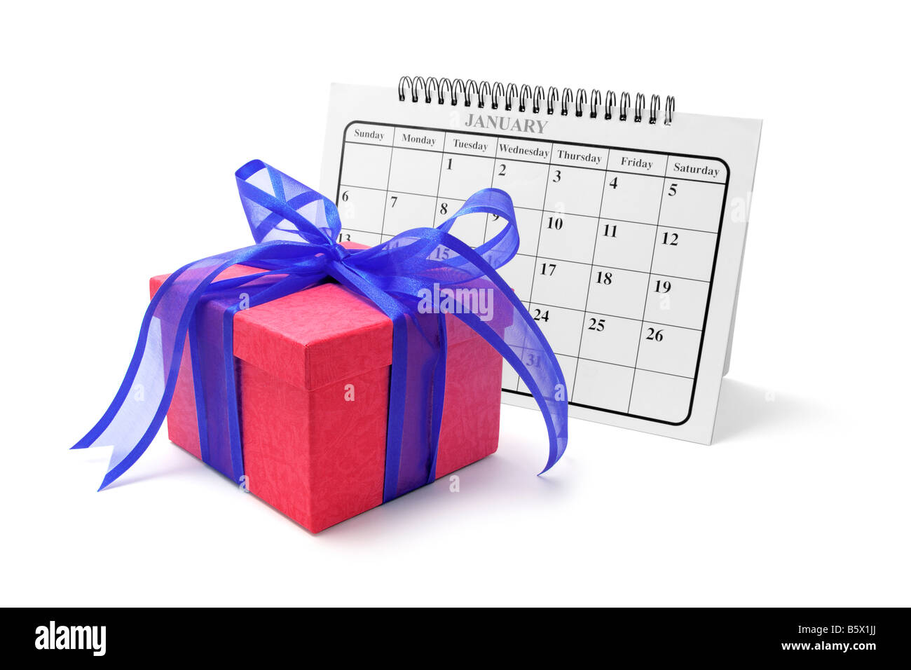 Gift Parcel and Calendar Stock Photo - Alamy