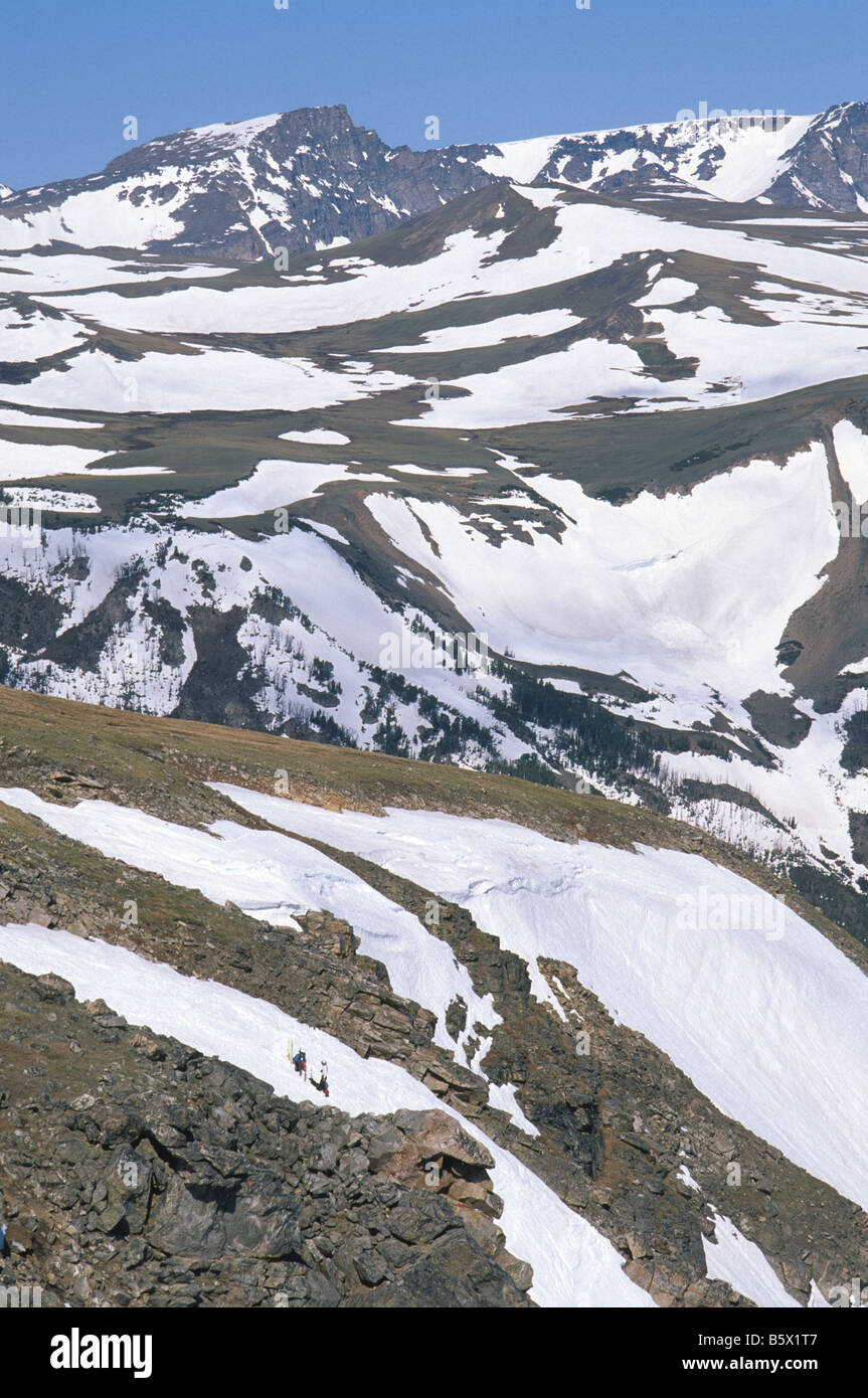 Snowfields in the Beartooth Wilderness area in June near Red Lodge ...