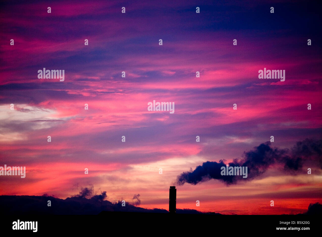Sunset clouds Yorkshire pollution Stock Photo - Alamy