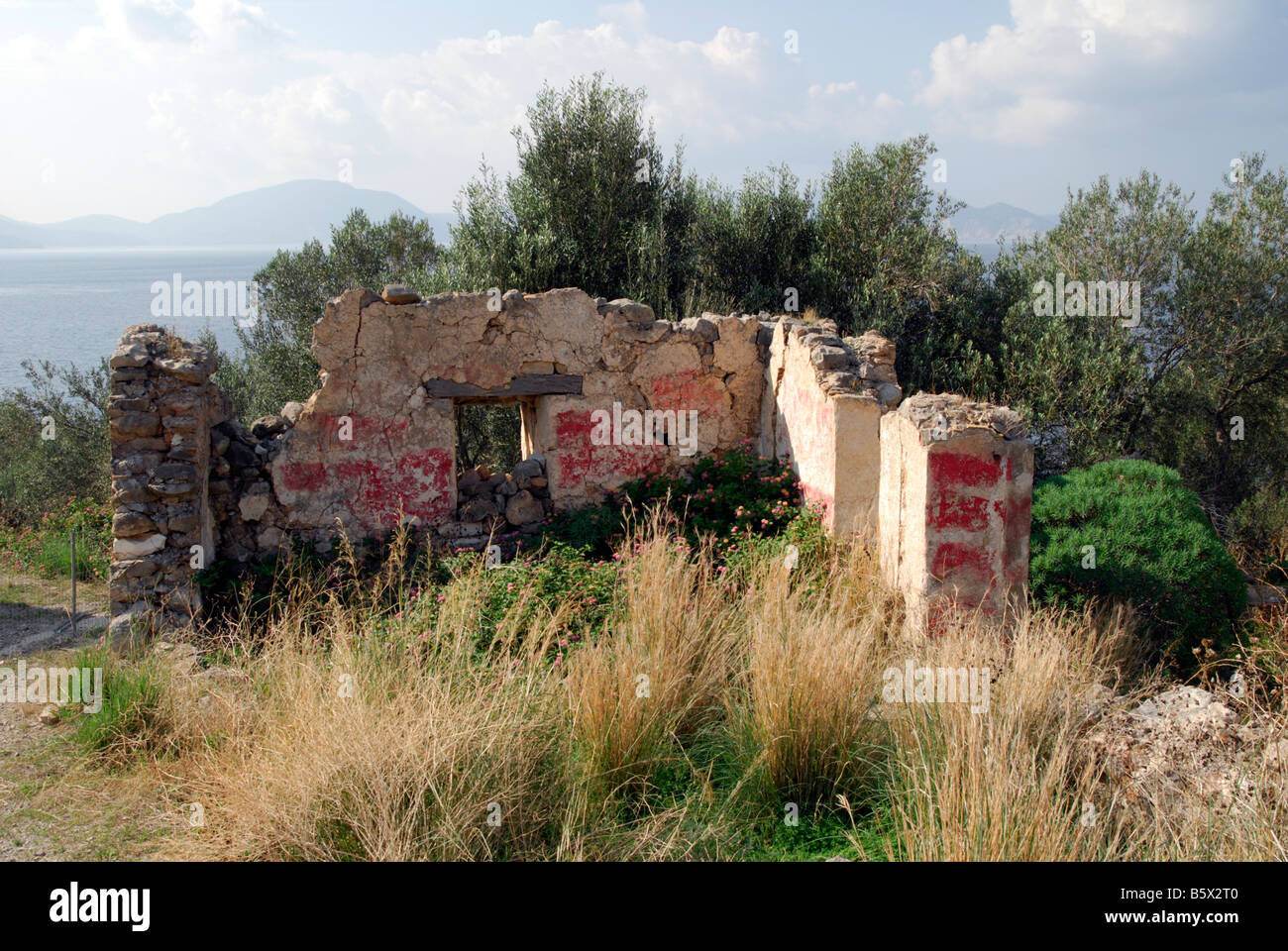 House damaged by earthquake at Assos, Kefallonia Stock Photo - Alamy