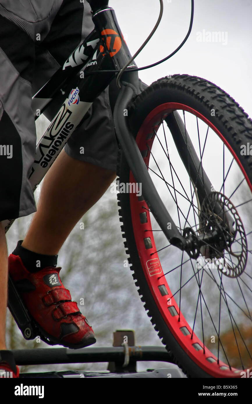 Trials bmx rider performs tricks at the 09 dirt bike show Stock Photo ...