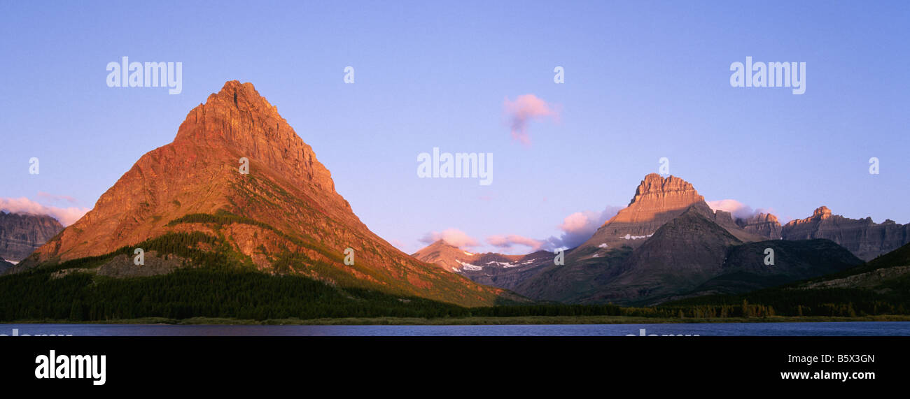 The peaks of Swiftcurrent Valley including Mount Wilbur over ...