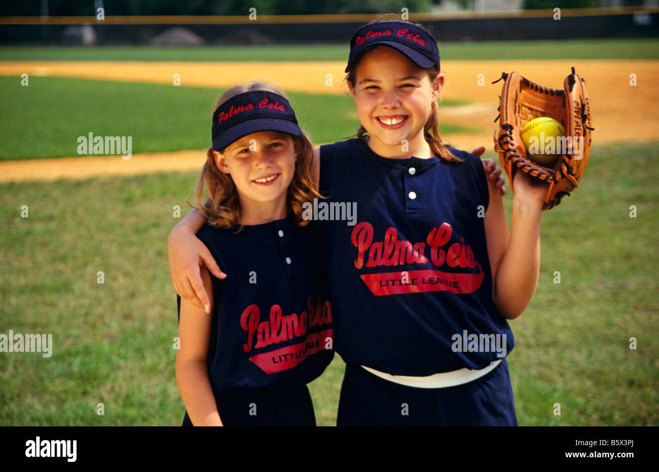 Young girl softball teammates, United States 2003 Stock Photo - Alamy