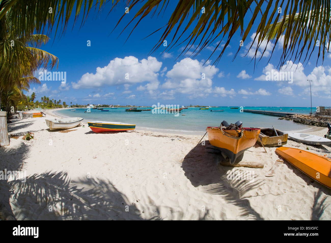 Boats in Island Harbour on the caribbean island of Anguilla in the ...
