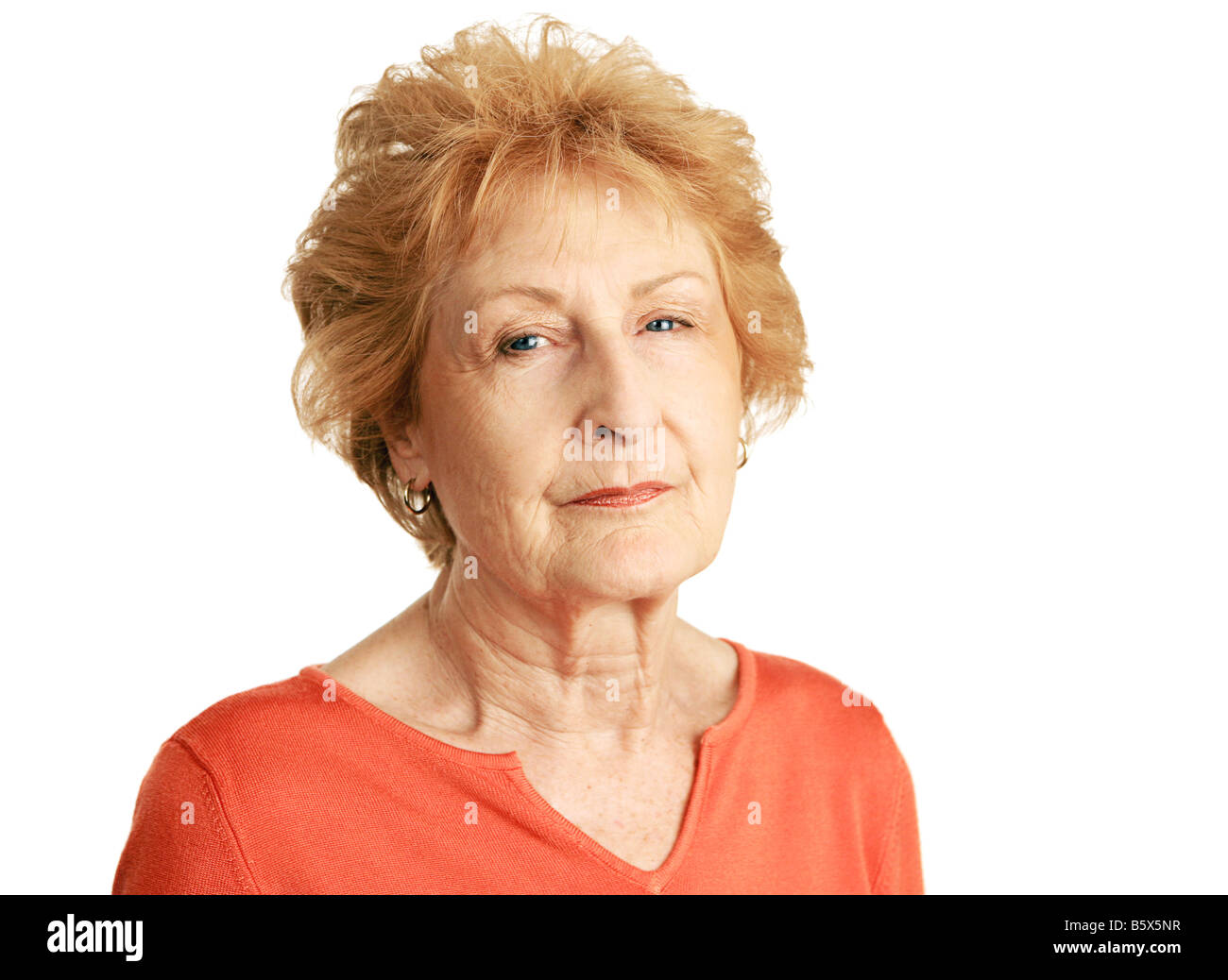 Concern senior woman white background hi-res stock photography and ...