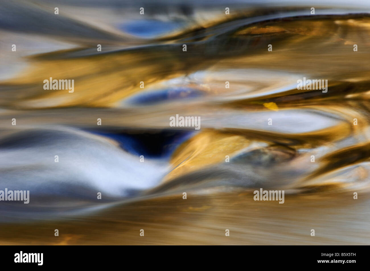 Abstract of Flowing Water and Autumn Color Reflections on the Little ...