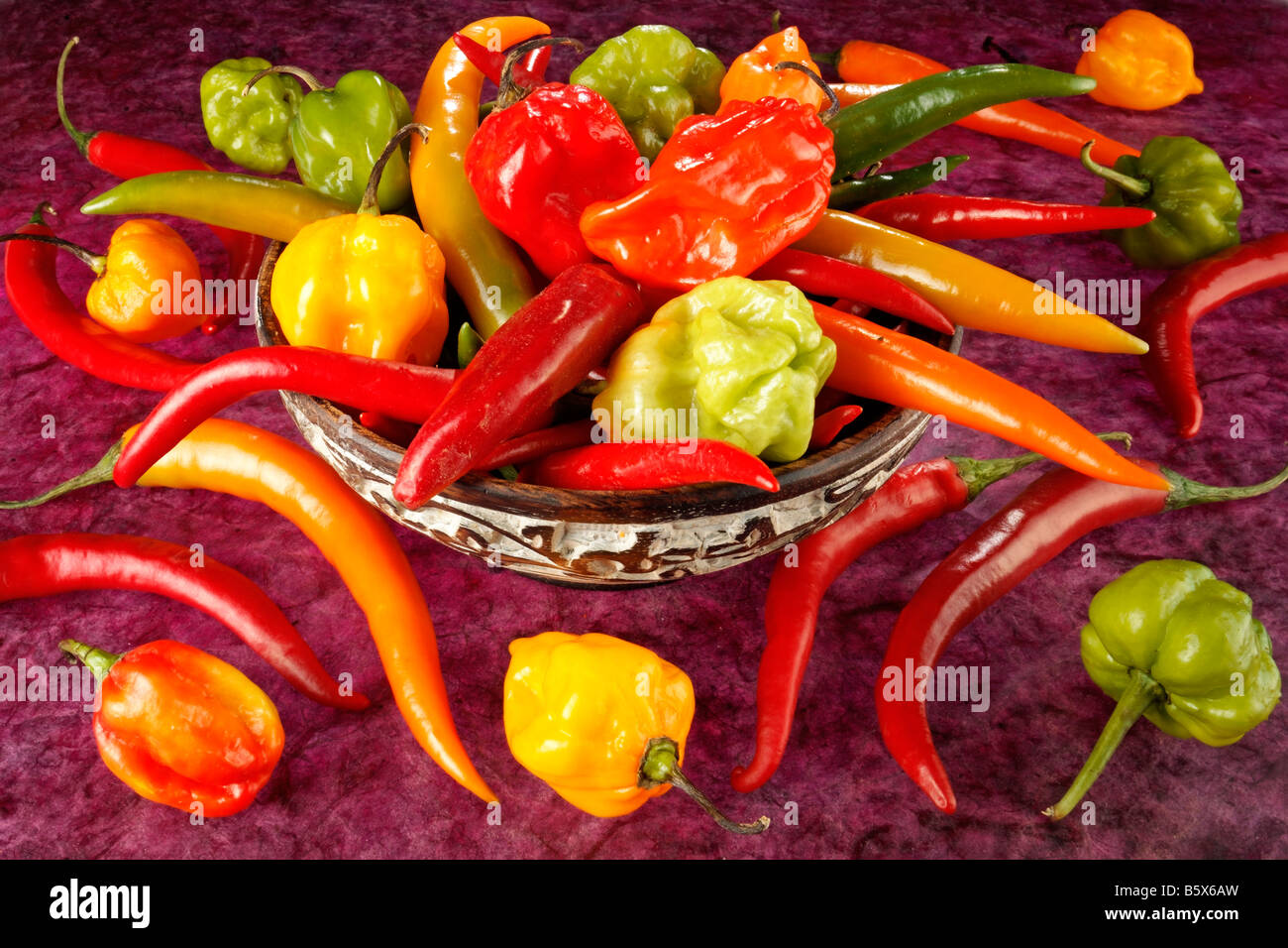 SELECTION OF FRESH CHILLIES Stock Photo - Alamy